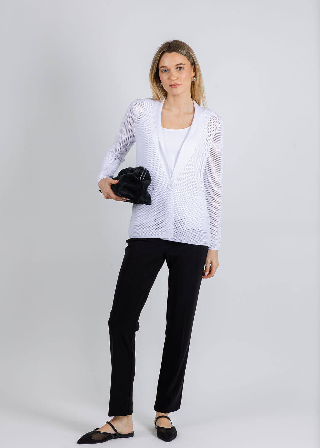 Elliott Lauren Mesh Knit Jacket - White – Barbara Katz