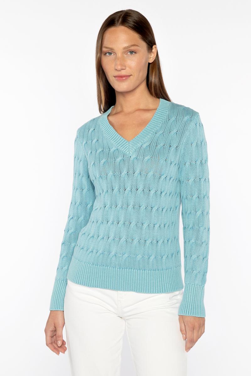 Stonewash Cable Vee – Barbara Katz